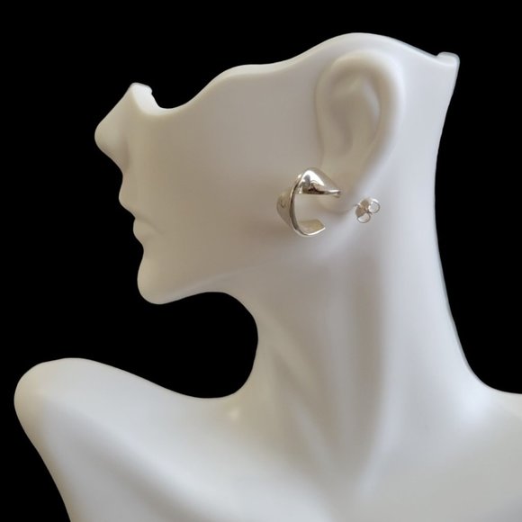 Jewelry | Sterling Silver Small Wide Twisted Hoop Earrings With Post ...